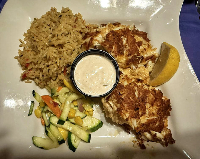 Maryland-style crab cakes that are all crab, no filler&mdash;golden brown perfection that tastes like the Chesapeake Bay took a Florida vacation.