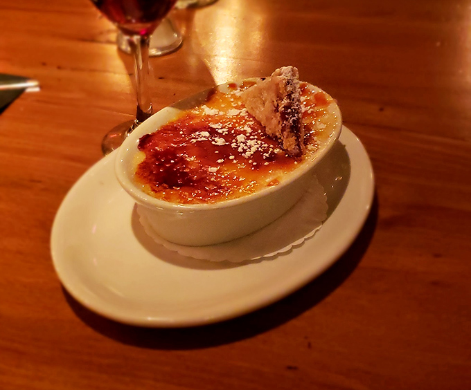 Cr&egrave;me br&ucirc;l&eacute;e with that perfect glass-like caramelized top. The sound of cracking into it is music that rivals Beethoven's Fifth.