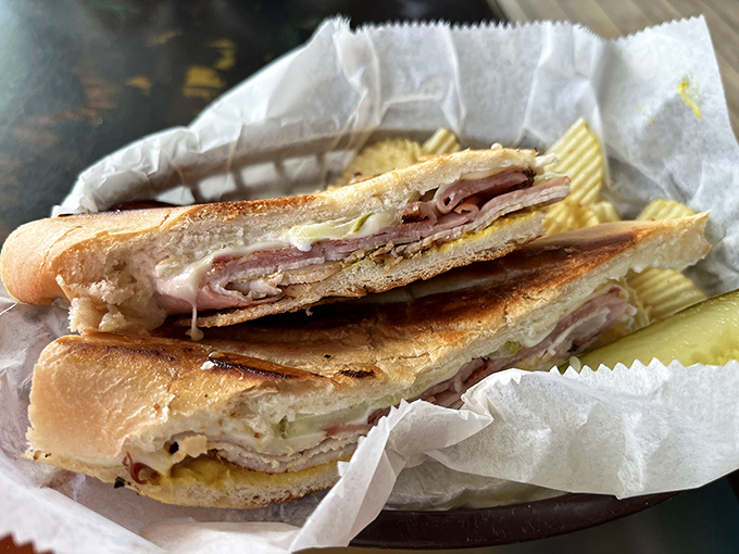 A Cuban sandwich pressed to perfection&mdash;the diplomatic solution when you can't decide between land and sea fare.