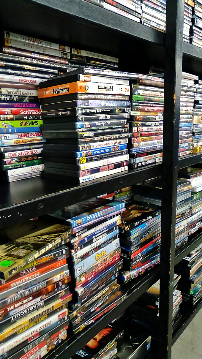 Hollywood history lines these shelves. From cult classics to forgotten rom-coms, this DVD collection is Netflix before streaming was even a thing.