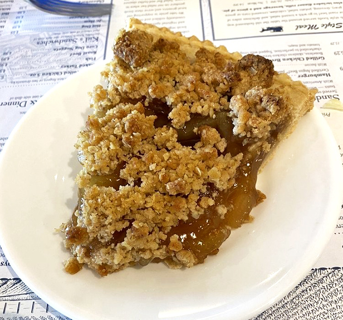 Dutch apple pie with crumb topping that could make a food critic weep tears of joy.
