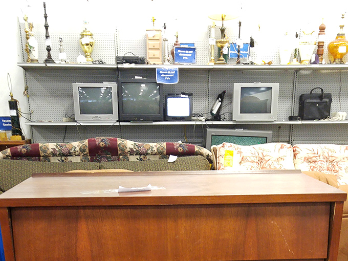 The electronics section: where yesterday's cutting-edge technology finds new purpose. One person's outdated TV is another's vintage gaming monitor masterpiece.