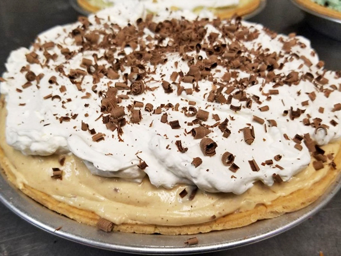 A cloud of whipped cream topped with chocolate shavings—this cream pie doesn't just satisfy your sweet tooth, it throws it a parade.