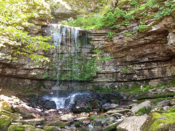Mother Nature provides her own dramatic backdrop near the Bell Witch property with this picturesque waterfall cascading over ancient limestone.
