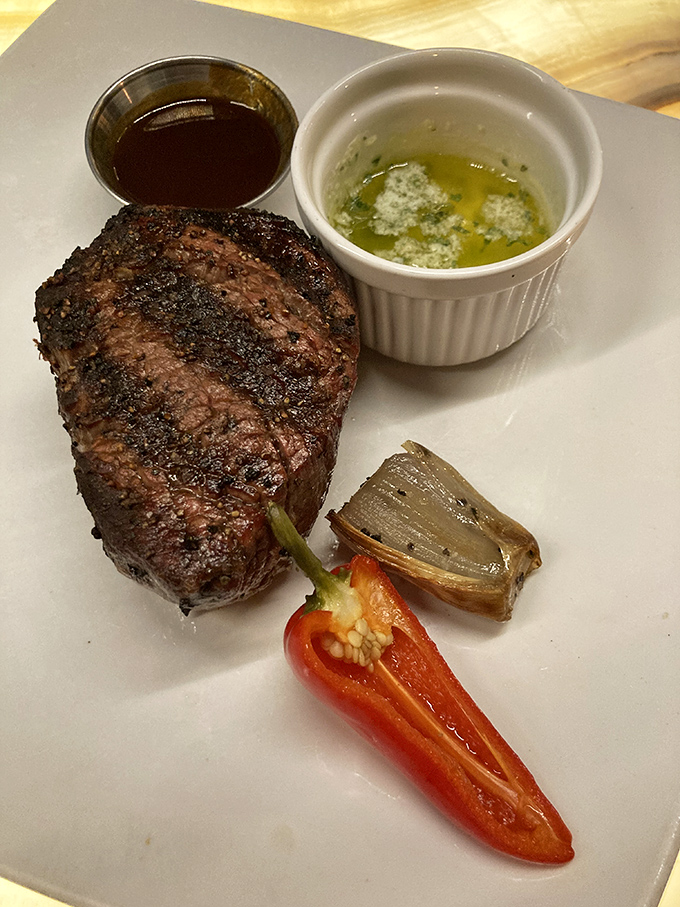 This filet mignon isn't just cooked&mdash;it's been sweet-talked to perfection with a side of vegetables that didn't die in vain.