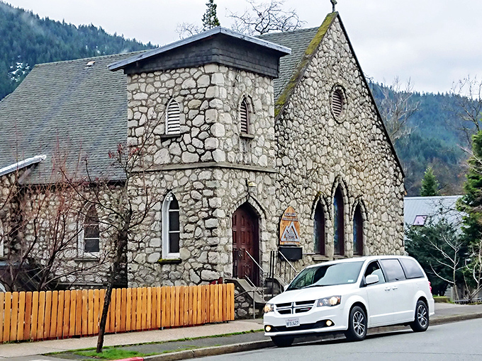 This charming stone church looks like it was plucked from an English countryside. Spiritual sanctuary meets architectural marvel in downtown Dunsmuir.