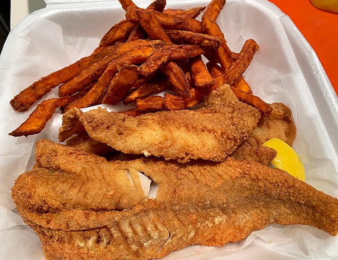 Golden fish and chips that achieve the impossible: making British cuisine look irresistible.