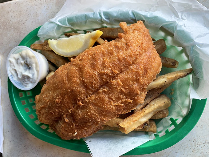 Fish and chips done right, where the catch is fresh and the batter whispers sweet nothings.