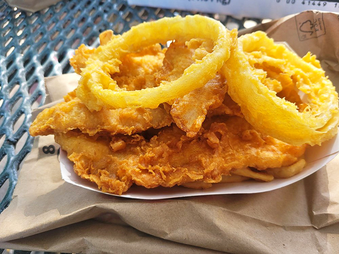 The onion rings deserve their own fan club&mdash;ethereally light, perfectly golden, and large enough to double as maritime life preservers in an emergency.