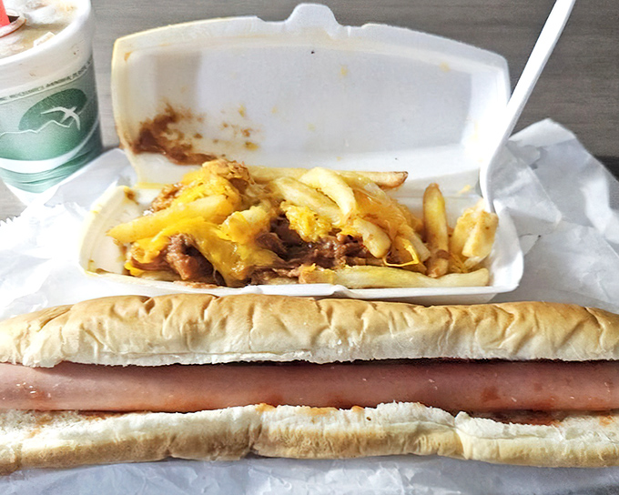 Cincinnati's answer to the hot dog debate comes in the form of this foot-long masterpiece, where the bun is merely a delivery system for chili and cheese.