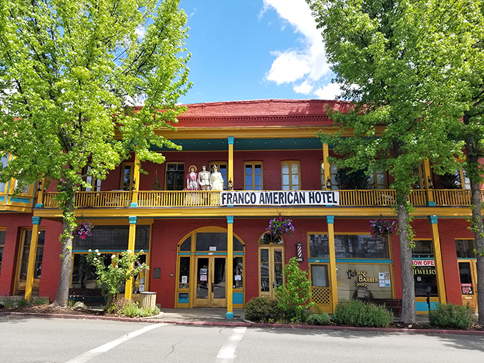 Franco American Hotel's colorful facade brings Old West hospitality to the modern traveler.