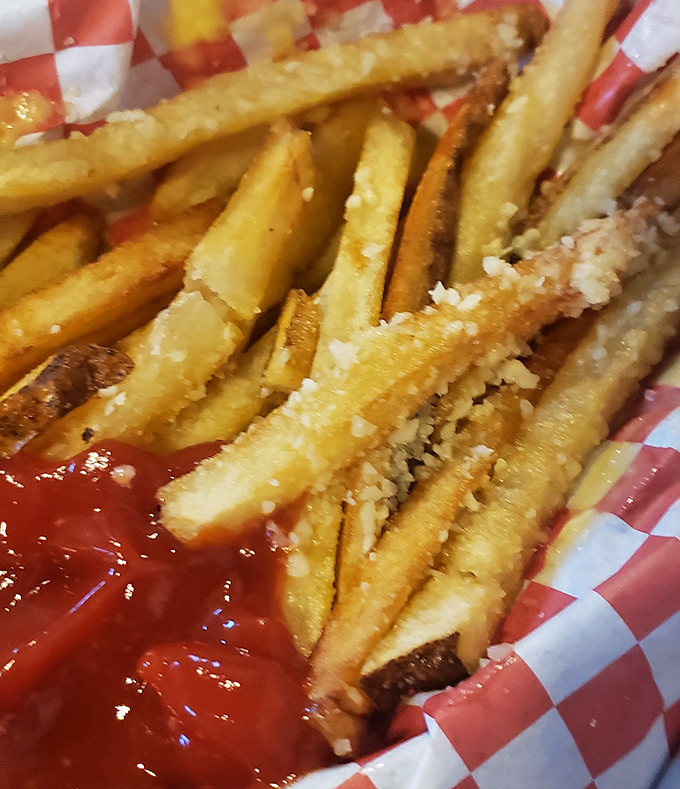 Hand-cut fries dusted with parmesan and spices &ndash; the kind that make you wonder why you ever settled for the frozen variety.