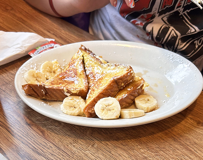 French toast that's had a proper introduction to both the griddle and a banana. Morning sunshine on a plate.