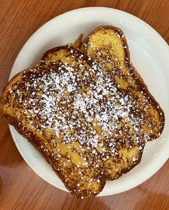 French toast dusted with powdered sugar like a sweet Georgia morning after a light frost. Simple perfection needs no explanation.