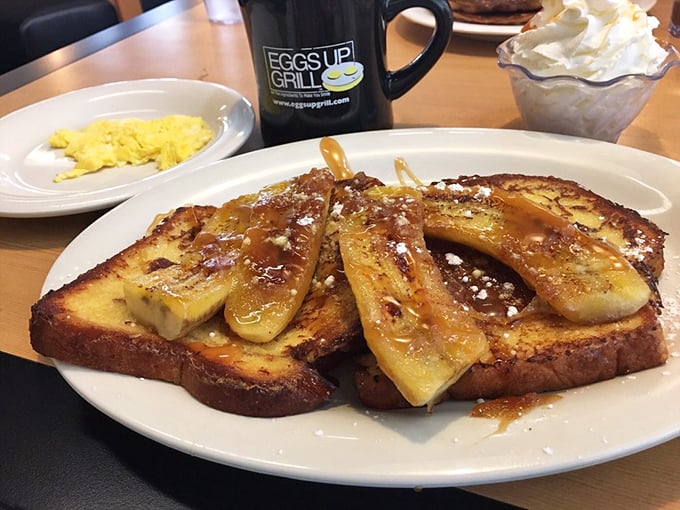French toast that makes you question every other breakfast you've ever had. Those caramelized bananas aren't just toppings &ndash; they're game changers.