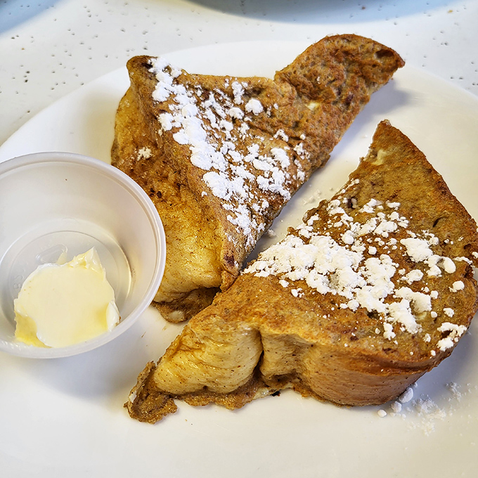 French toast that achieves breakfast nirvana, thick and custardy like Sunday morning should always taste.