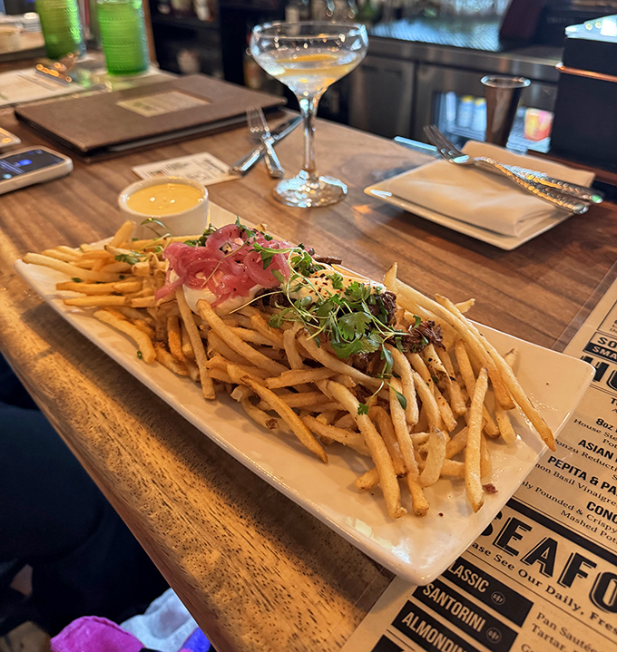 Golden French fries that prove sometimes the simplest pleasures are the most satisfying ones you'll find.