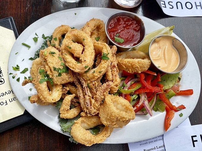 Calamari that defies the rubbery reputation of lesser versions. These golden rings deserve their own jewelry box.