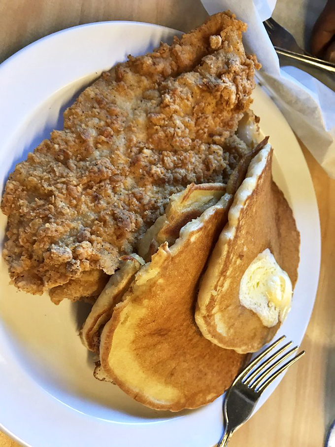 Fried red snapper paired with pancakes proves that breakfast rules were meant to be deliciously and creatively broken.