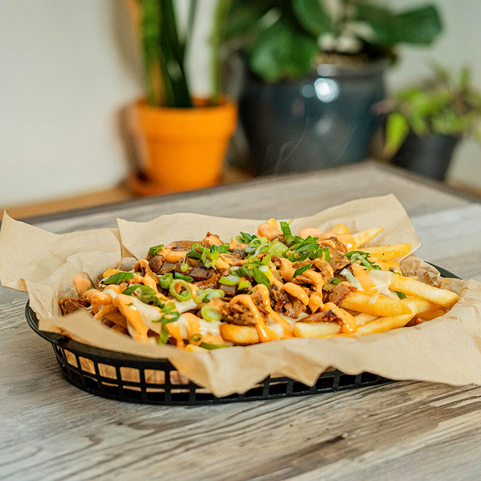 Loaded fries that don't just whisper but shout comfort food&mdash;the kind that makes you forget you're eating vegetables.