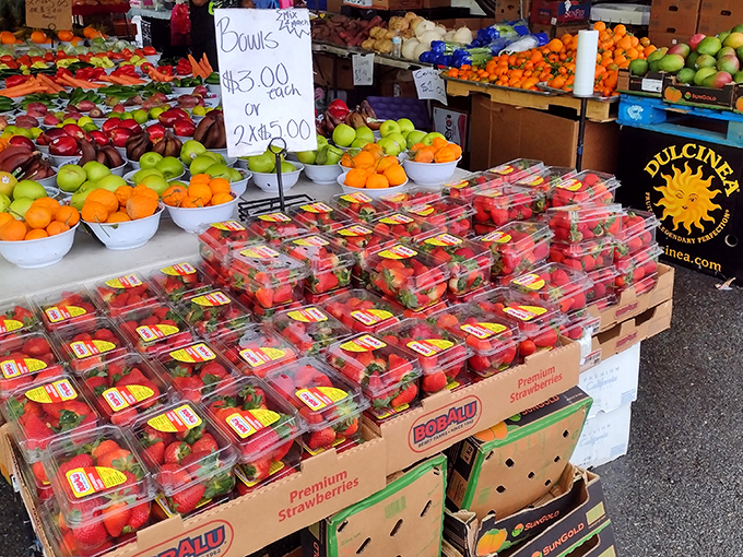 Nature's candy display! These strawberries and fresh fruits put supermarket produce to shame &ndash; and at prices that'll make your wallet smile.