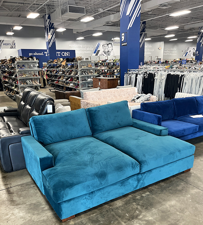 That turquoise sectional isn't just a sofa&mdash;it's your future Netflix marathon headquarters, waiting to be discovered at a fraction of retail.