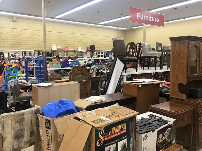 Furniture finds await the patient treasure hunter. That wooden dresser might have stories to tell, but it's keeping quiet about the discount price.