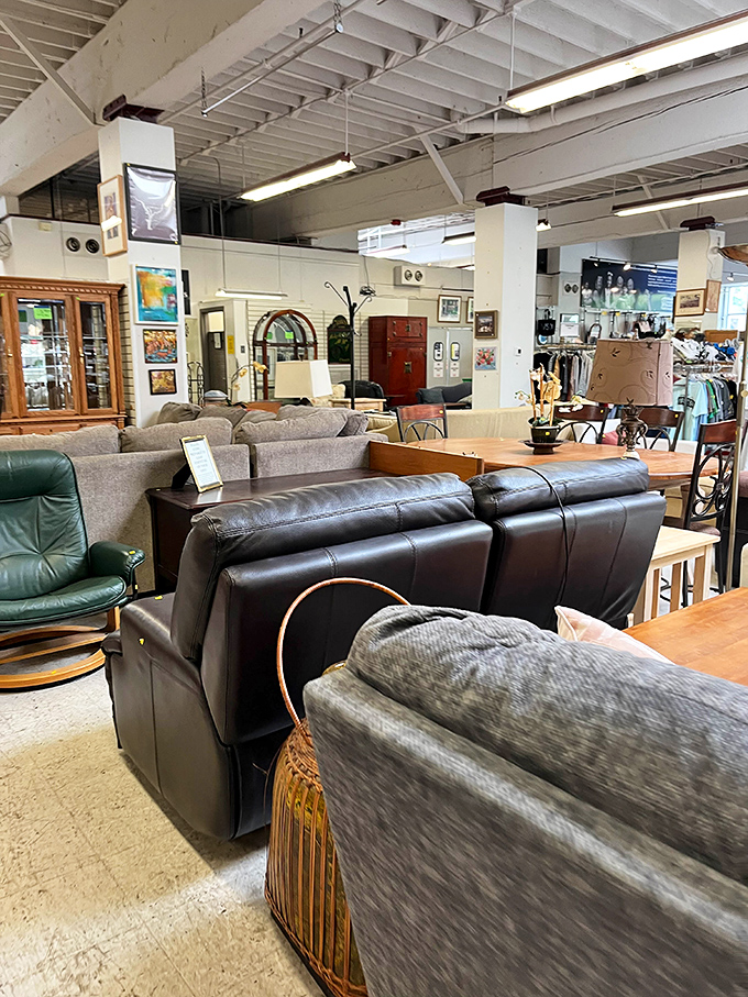 Living room time capsules await new stories. That leather sectional has probably heard some fascinating conversations in its previous life.