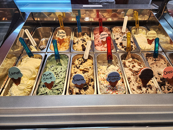 The gelato case &ndash; where difficult decisions are made and diet resolutions go to die in colorful, creamy glory.