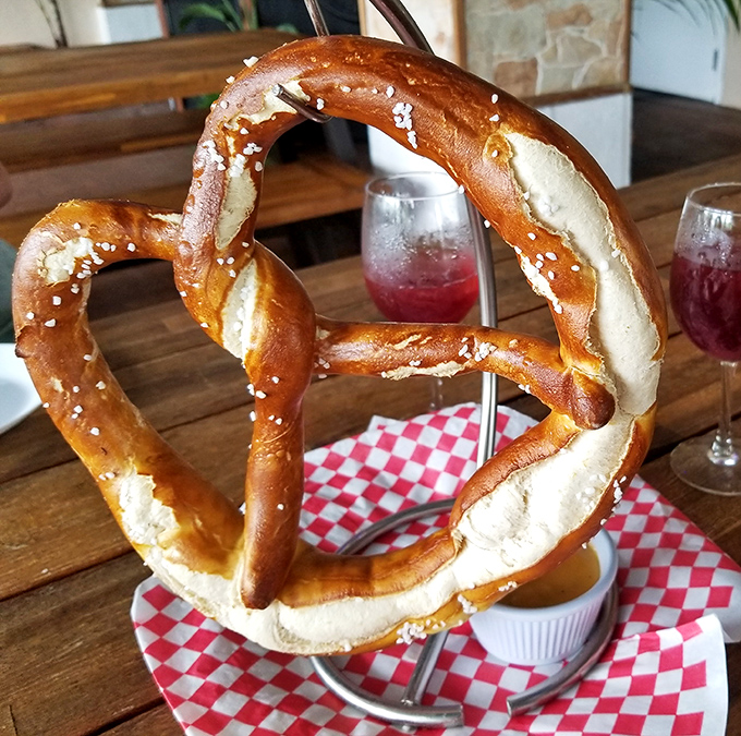 This isn't just a pretzel; it's a monument to German baking artistry. Crisp exterior, pillowy inside, and big enough to have its own zip code.