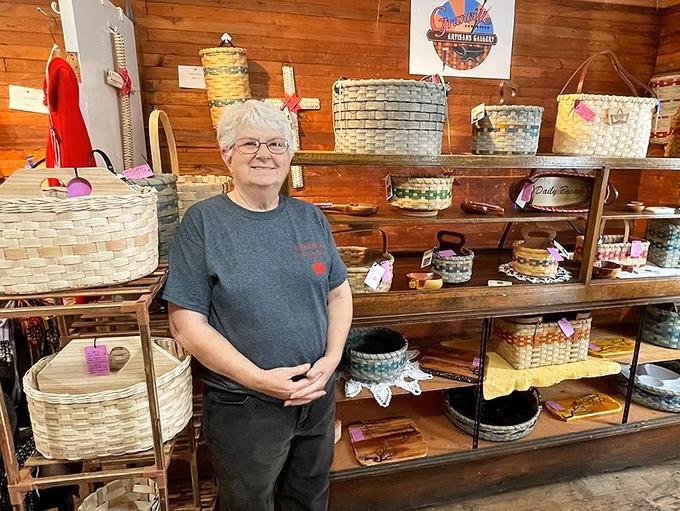Handcrafted treasures line the walls of this artisan shop, where each basket tells a story of Tennessee craftsmanship passed down through generations.
