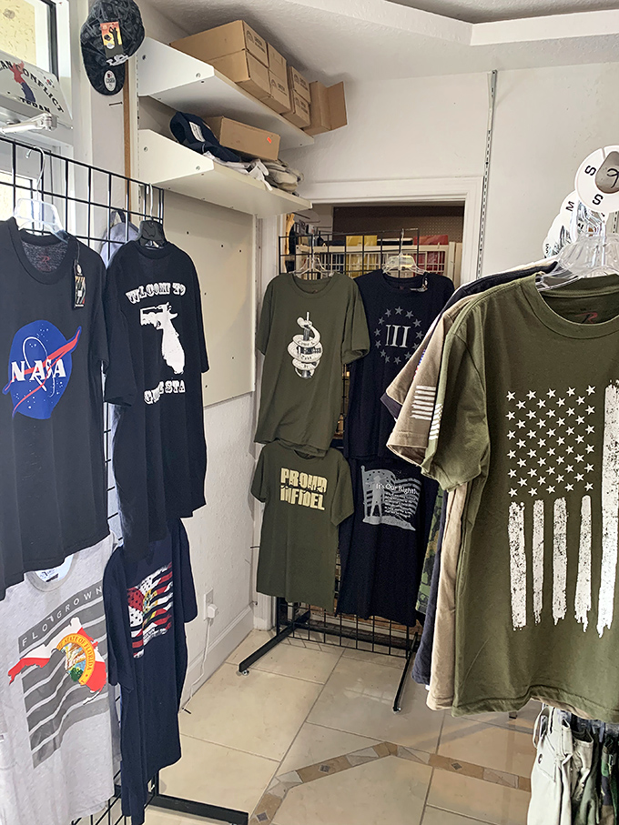 T-shirt heaven for the patriotically inclined, where NASA meets Florida pride in a cotton blend that tells the world exactly where you stand.