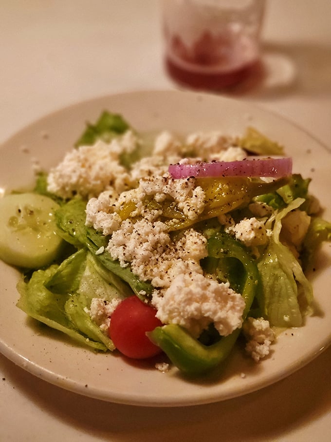 The Greek salad offers a crisp, tangy intermission between rich bites &ndash; like the palate-cleansing sorbet of steakhouse dining.