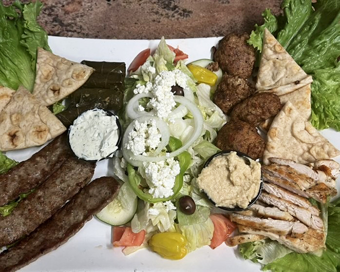The Greek combo platter doesn't just feed you&mdash;it transports you to the Mediterranean with every bite of perfectly seasoned meat and feta.