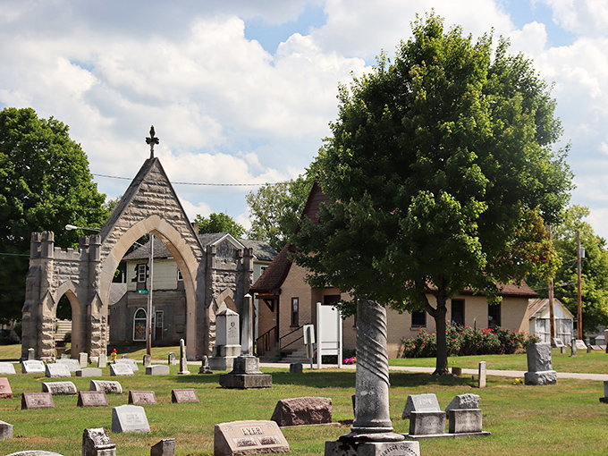 History and serenity coexist in Greenville Union Cemetery, where ornate stone monuments tell stories of those who came before.
