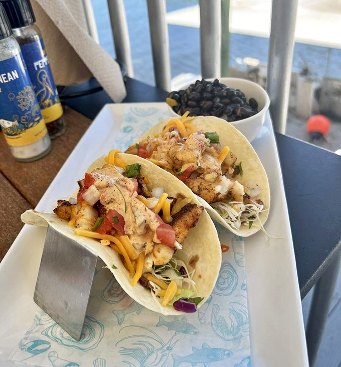 Tacos that make you question why you ever ate anything else. Fresh fish, bright toppings, and a view that turns lunch into a vacation.