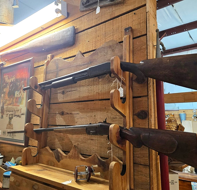 History hangs on these walls. Vintage firearms and hunting equipment speak to Tennessee's rich outdoor heritage and craftsmanship.