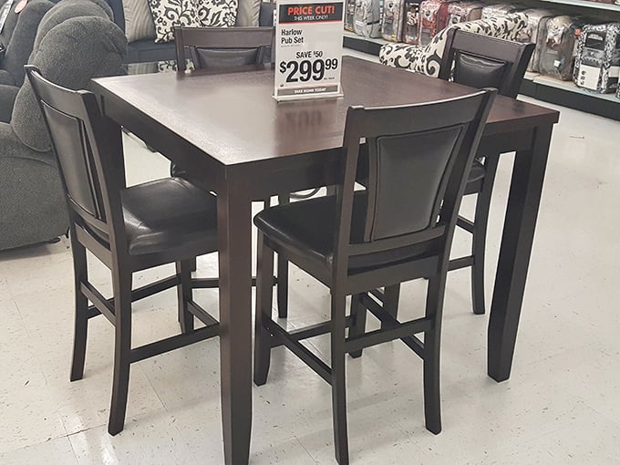 Dining in style doesn't require a second mortgage. This sleek pub-height table set transforms Tuesday night takeout into a sophisticated affair.