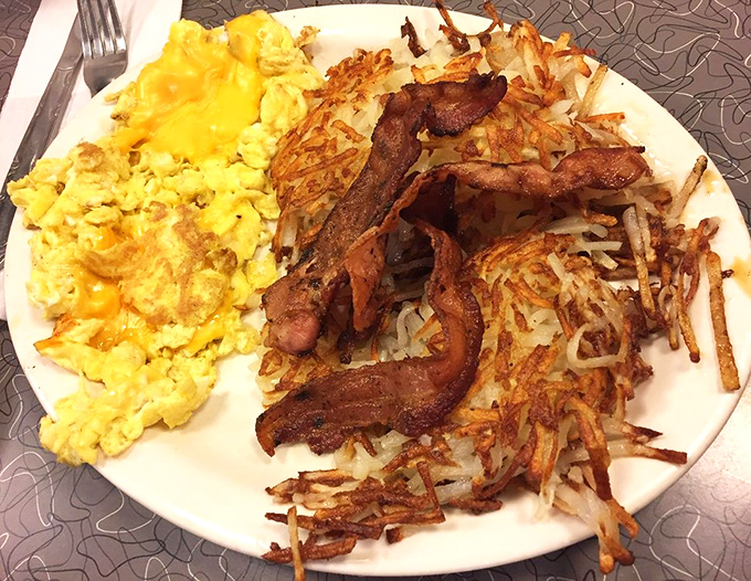 Breakfast perfection doesn't need to be complicated&mdash;just golden hash browns with the ideal crisp-to-soft ratio, eggs, and bacon that means business.