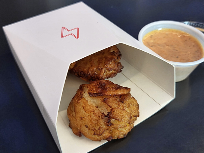 Golden-brown hash brown bites that look like they were fried in the future &ndash; crispy on the outside, fluffy inside, and utterly irresistible. 