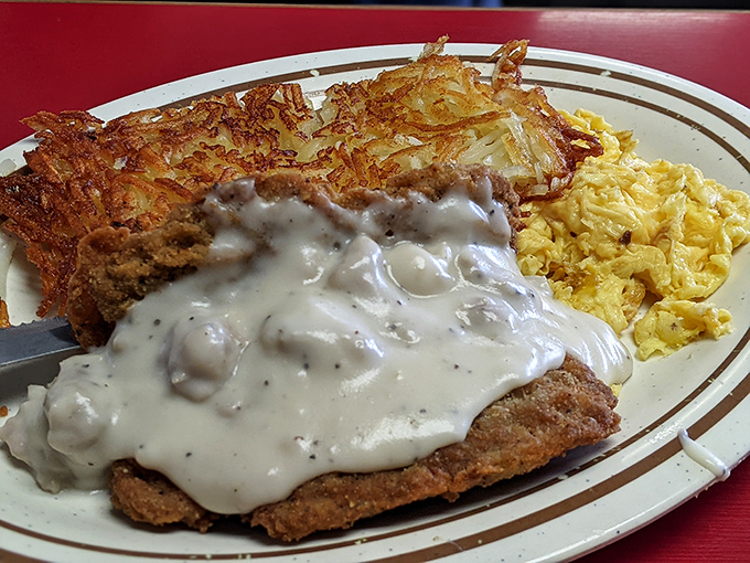 Hash browns so perfectly golden and crispy, they could make a potato farmer weep tears of pure joy.
