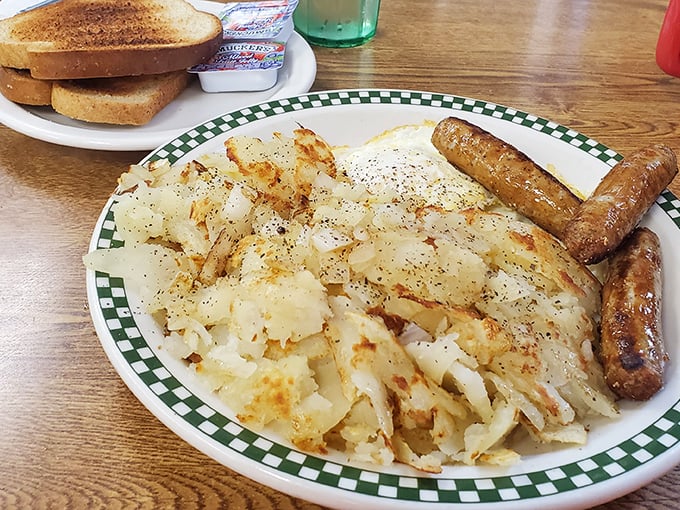 Home fries that achieve the impossible balance: crispy edges, fluffy centers, and seasoning that makes you wonder why you bother with fancy restaurant