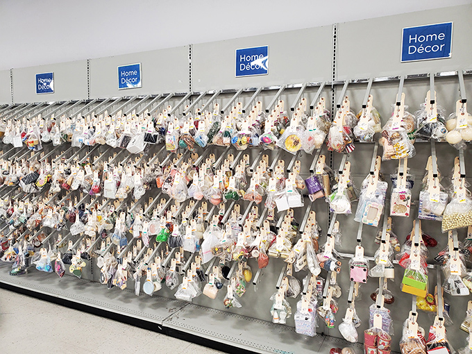 The home d&eacute;cor section dangles possibilities like ornaments on a tree. Each bagged treasure represents someone's former mantelpiece star.