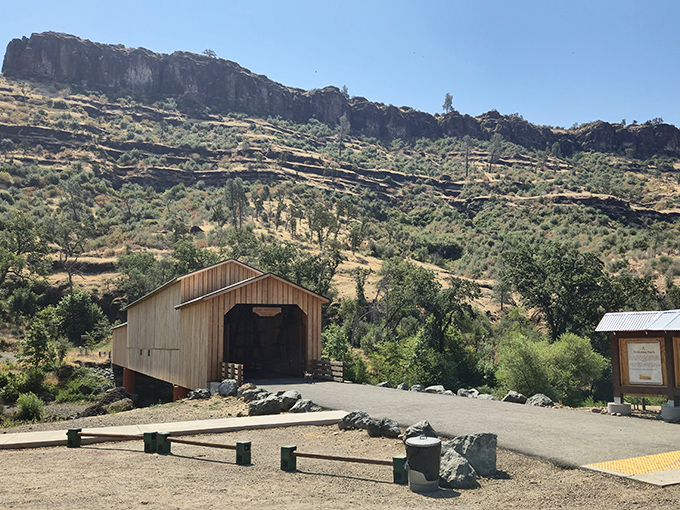 Honey Run Covered Bridge offers a picturesque gateway to simpler times, standing resilient against a backdrop of California foothills that whisper rather than shout.