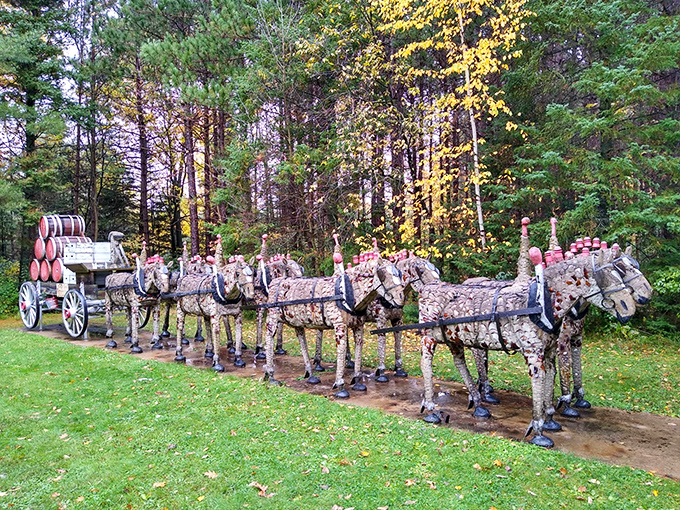 The famous Budweiser wagon team, proving that even in concrete form, Wisconsin's appreciation for beer knows no bounds.