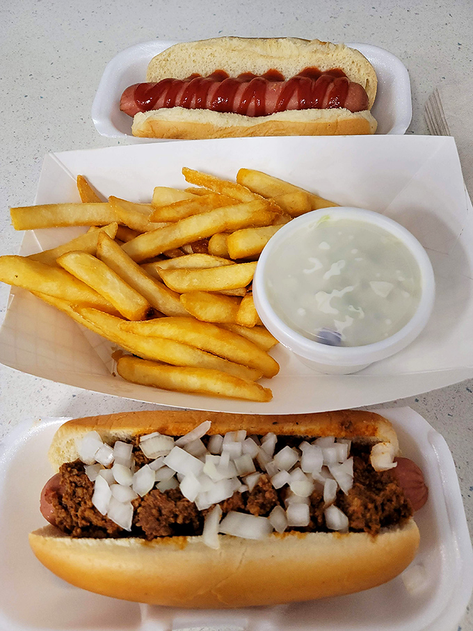 Hot dogs done right&mdash;where the simplicity is the sophistication. Add some fries and coleslaw, and you've got yourself a Norman Rockwell painting on a plate.