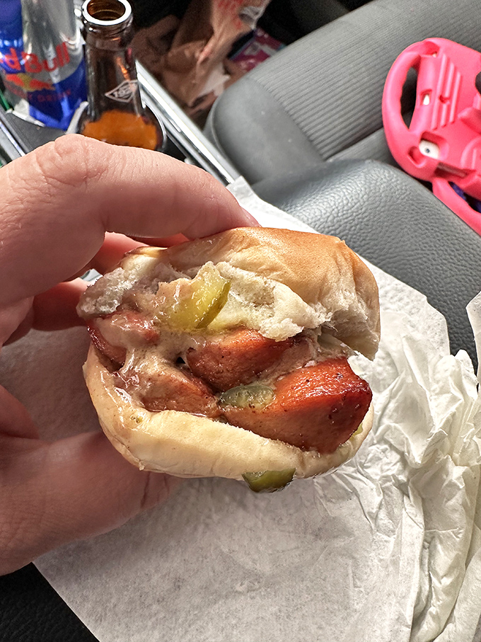 Not just a burger joint! Their hot dogs get the same loving treatment&mdash;nestled in a soft bun with that signature sweet relish.