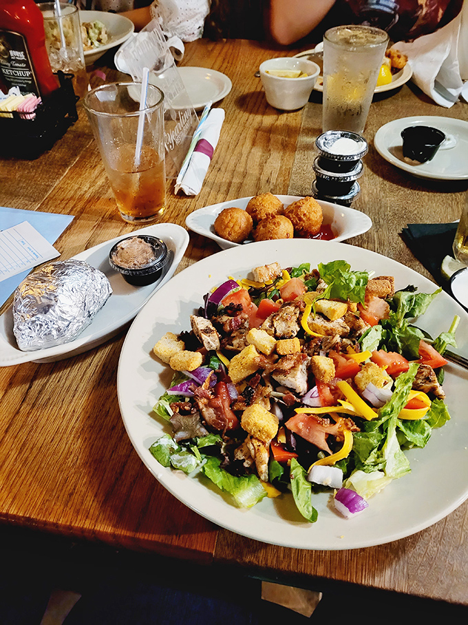 This isn't just any salad &ndash; it's a colorful Florida canvas with fresh greens, vibrant vegetables, and enough protein to satisfy even the most dedicated carnivore.