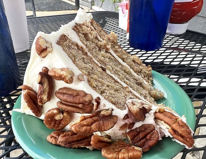 This towering hummingbird cake slice proves that some indulgences are absolutely worth every delicious, guilt-free bite.
