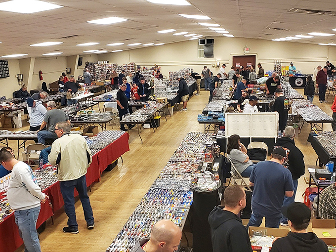 Indoor treasure hunting when Mother Nature doesn't cooperate. Tables stretch to the horizon, filled with collectibles that spark memories and ignite conversations.